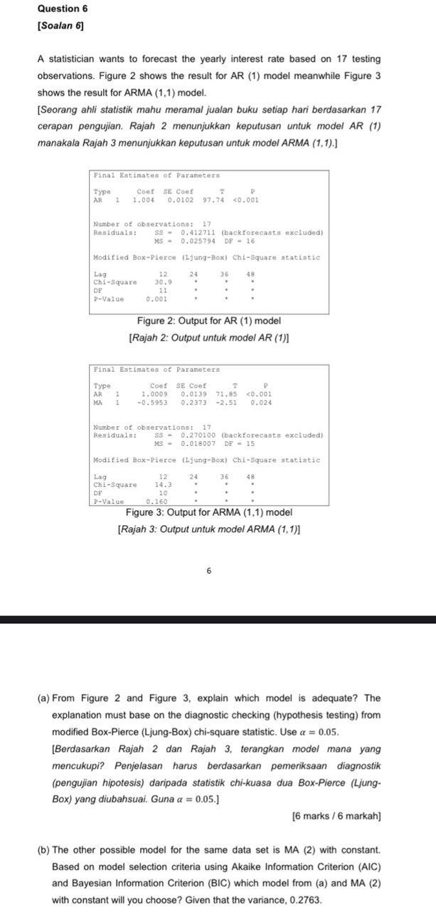 Solved A statistician wants to forecast the yearly interest | Chegg.com