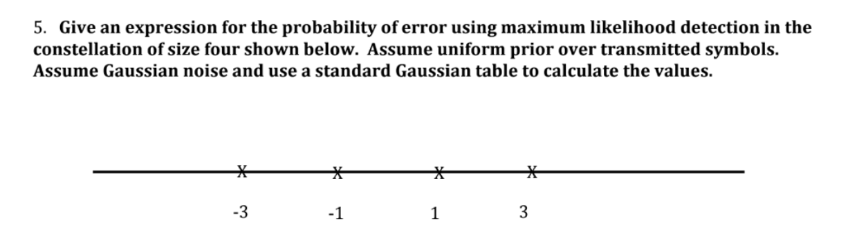 Solved 5. Give an expression for the probability of error | Chegg.com
