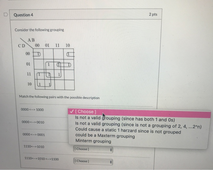 Solved D 2 pts Question 4 Consider the following grouping AB | Chegg.com