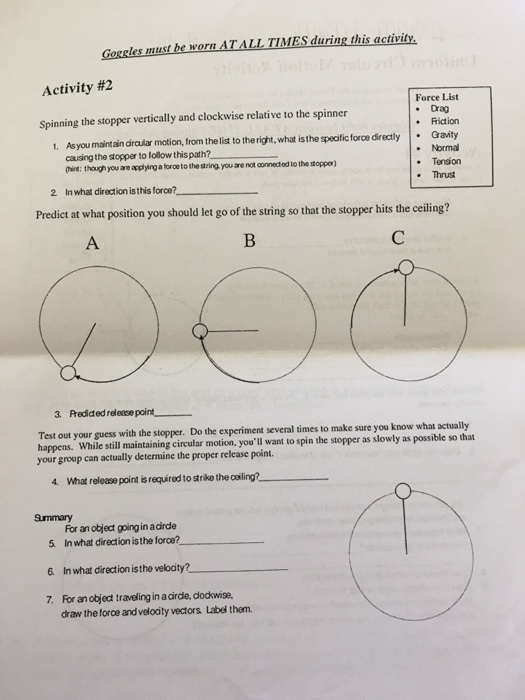 Solved Uniform Circular Motion Activity Goal: o analyze the | Chegg.com