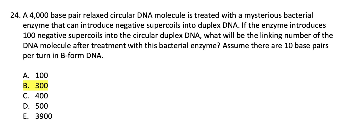 Solved 24. A 4,000 base pair relaxed circular DNA molecule | Chegg.com