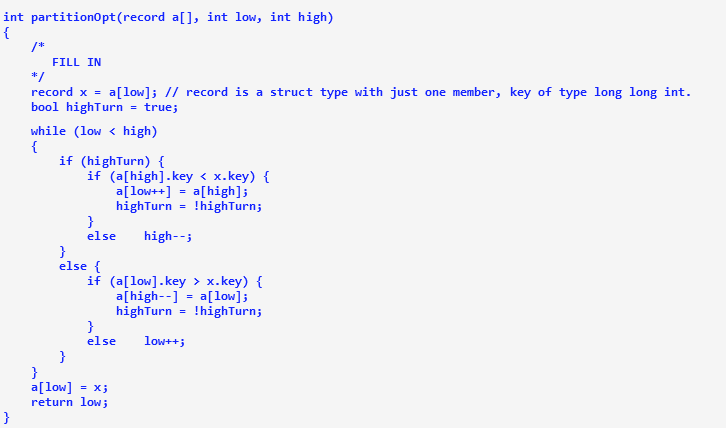 Recall, in partition for quicksort, we use a[low] as | Chegg.com