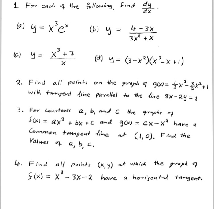 Solved For each of the following, find dy/dx. y = x^3 e^x | Chegg.com