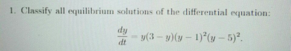 Solved 1. Classify all equilibrium solutions of the | Chegg.com
