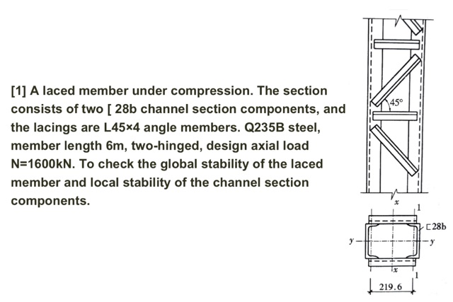 Solved [1] A laced member under compression. The section | Chegg.com