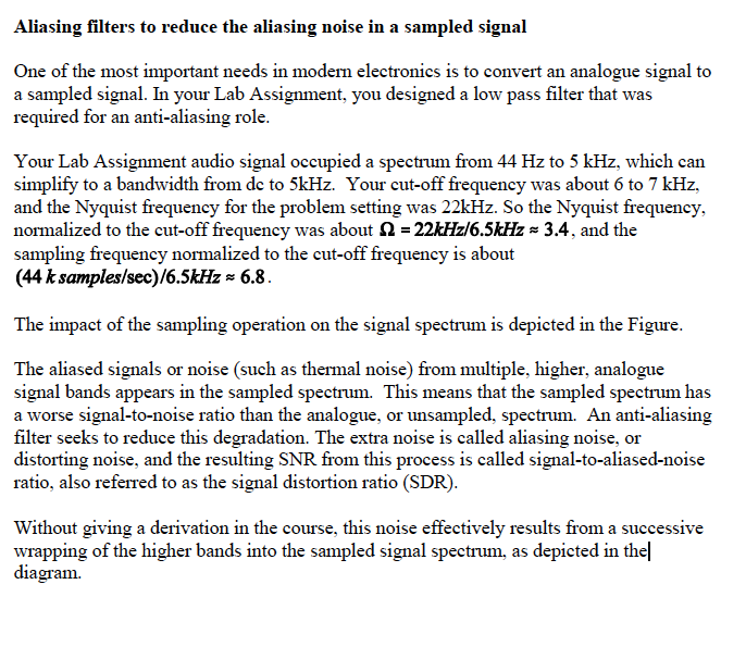 Aliasing filters to reduce the aliasing noise in a | Chegg.com