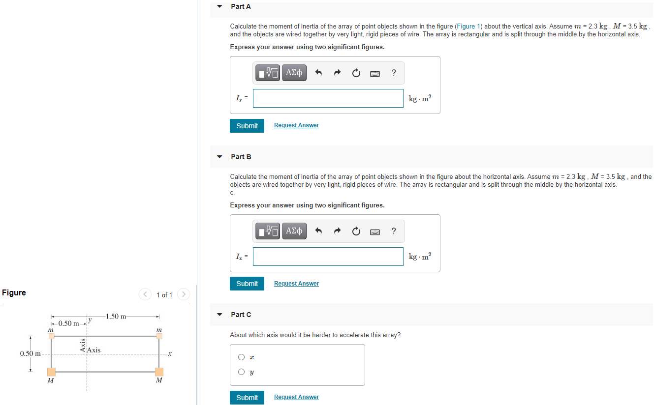 Solved Part A: Calculate the moment of inertia of the array | Chegg.com