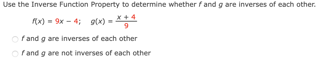 Solved Use the Inverse Function Property to determine | Chegg.com