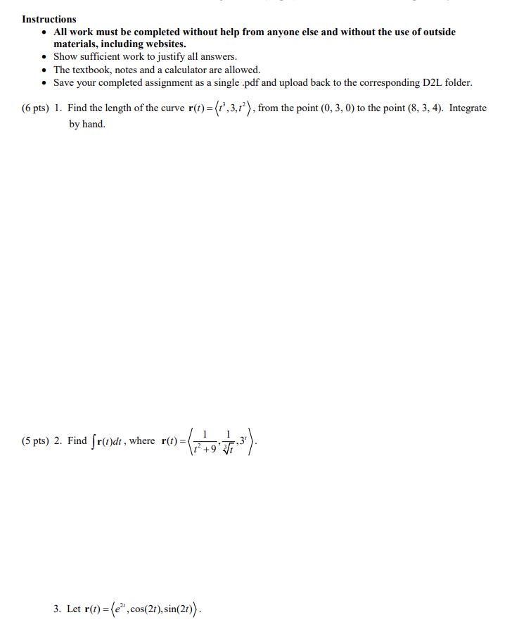 Solved Instructions - All work must be completed without | Chegg.com