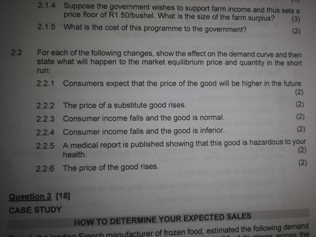 Solved 2.1.4 Suppose the government wishes to support farm | Chegg.com