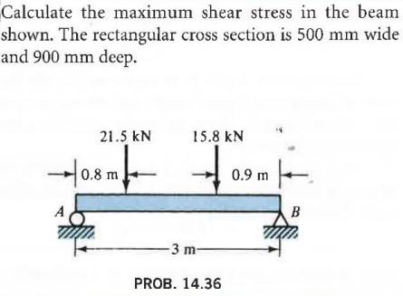 Solved Calculate the maximum shear stress in the beam shown. | Chegg.com