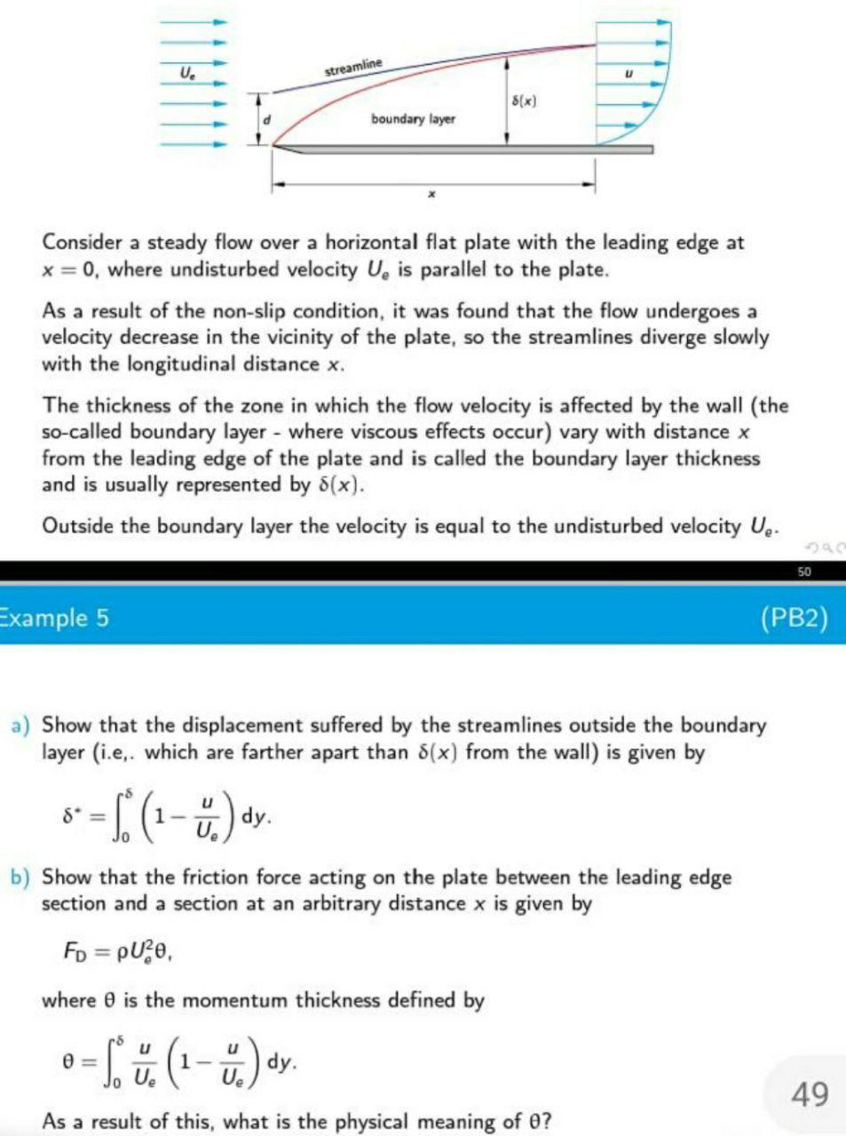 Solved U. streamline U 8(x) boundary layer Consider a steady | Chegg.com