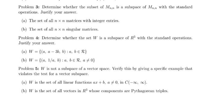 Solved Determine whether the subset of M_n, n is a subspace | Chegg.com