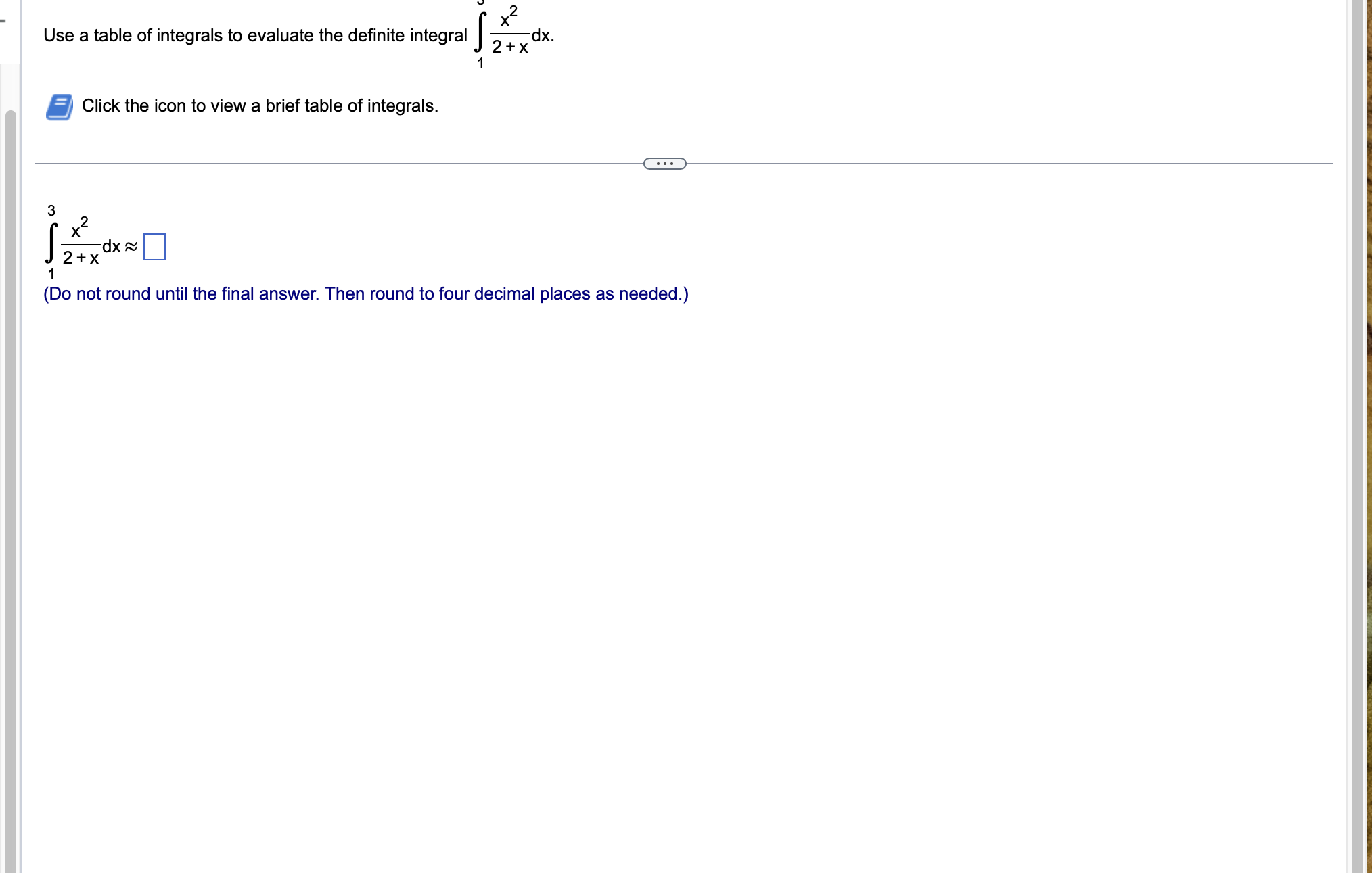 Solved Use a table of integrals to evaluate the definite | Chegg.com