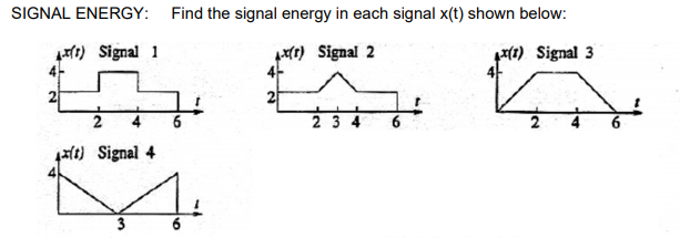 Solved SIGNAL ENERGY: Find the signal energy in each signal | Chegg.com