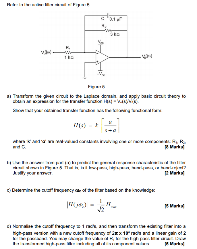 Solved Refer to the active filter circuit of Figure 5. С | Chegg.com