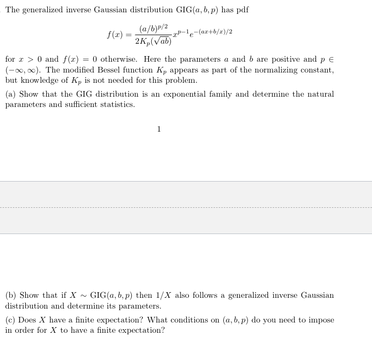 The generalized inverse Gaussian distribution GIG | Chegg.com