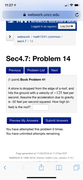 Solved 11:27 >webwork/math 1241-common/ sec4.7 13 Sec4.7: | Chegg.com