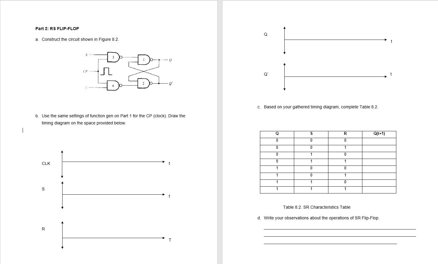 Solved FLIP-FLOPS Activity Instructions: Do the this task | Chegg.com