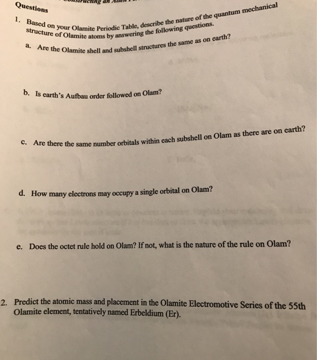 Questions mechanical structure Olamite Periodic | Chegg.com