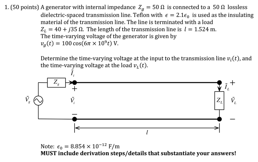 Solved (50 ﻿points) ﻿A generator with internal impedance | Chegg.com