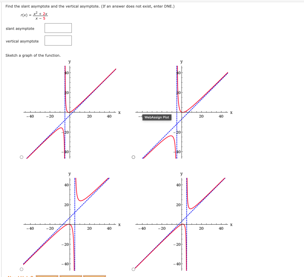 Solved Find the slant asymptote and the vertical asymptote. | Chegg.com