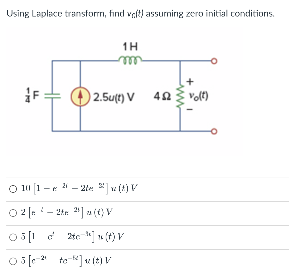Solved Using Laplace transform, find v0(t) ﻿assuming zero | Chegg.com