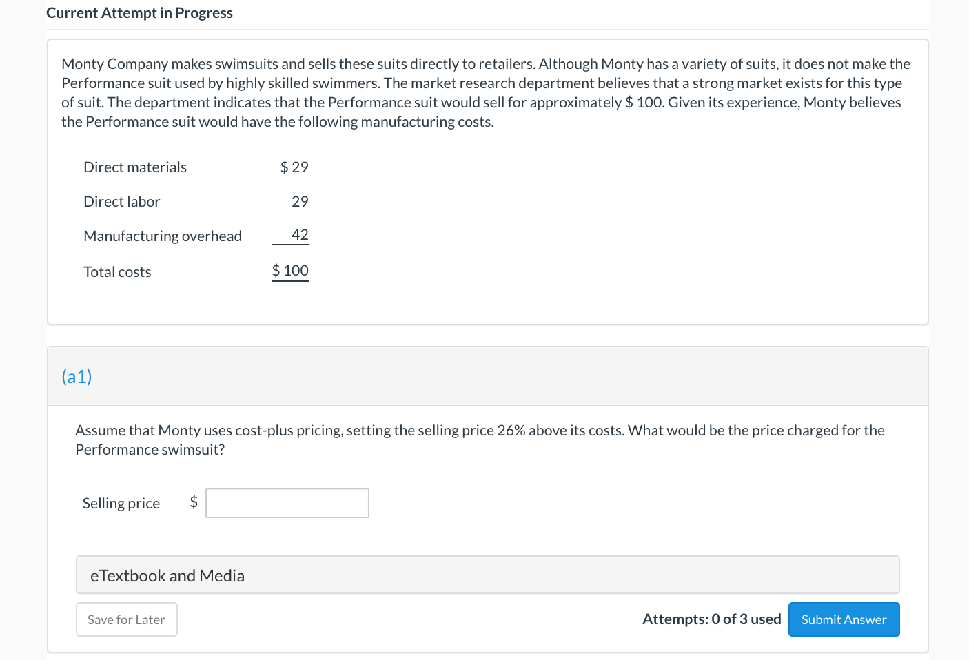 Solved Current Attempt in Progress Monty Company makes | Chegg.com