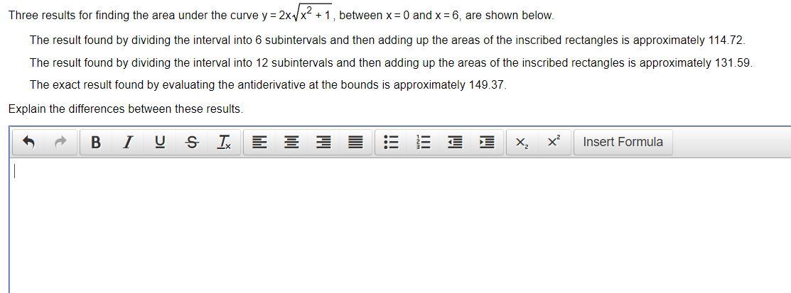 Solved Three results for finding the area under the curve | Chegg.com