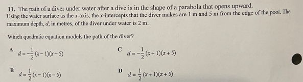Solved The path of a diver under water after a dive is in | Chegg.com