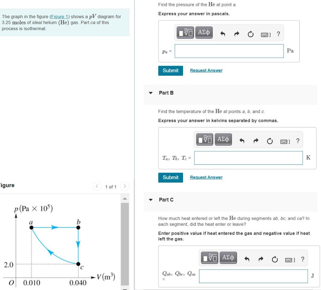 Solved Find the pressure of the He at point a Express your | Chegg.com
