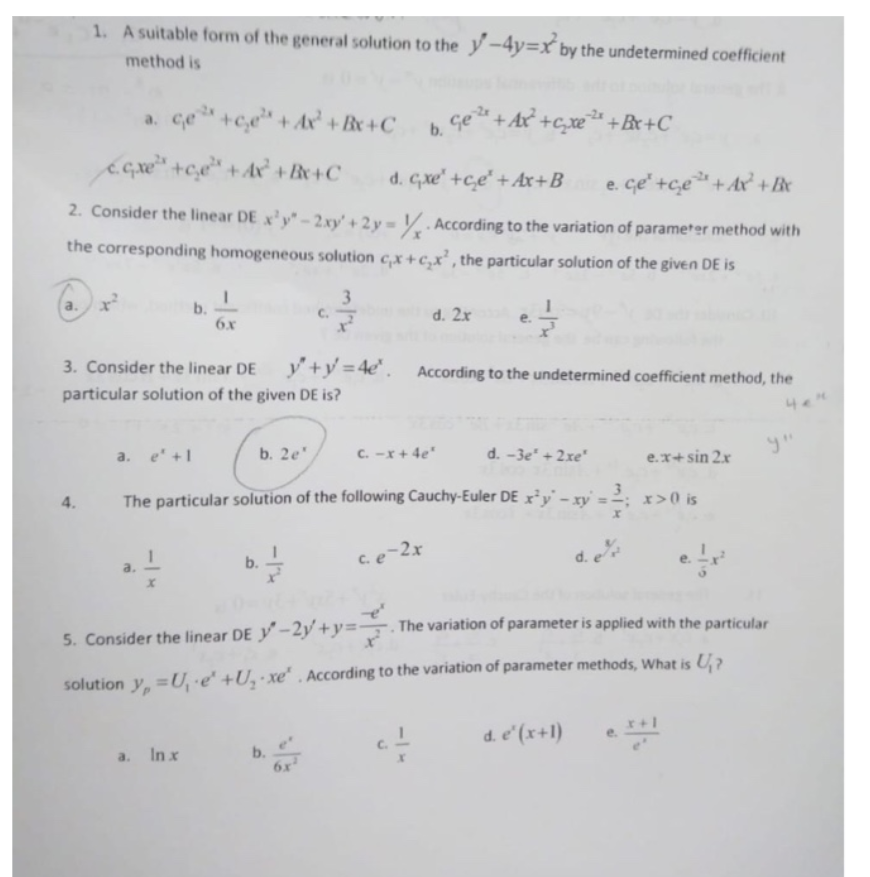 Solved 1. A suitable form of the general solution to the | Chegg.com