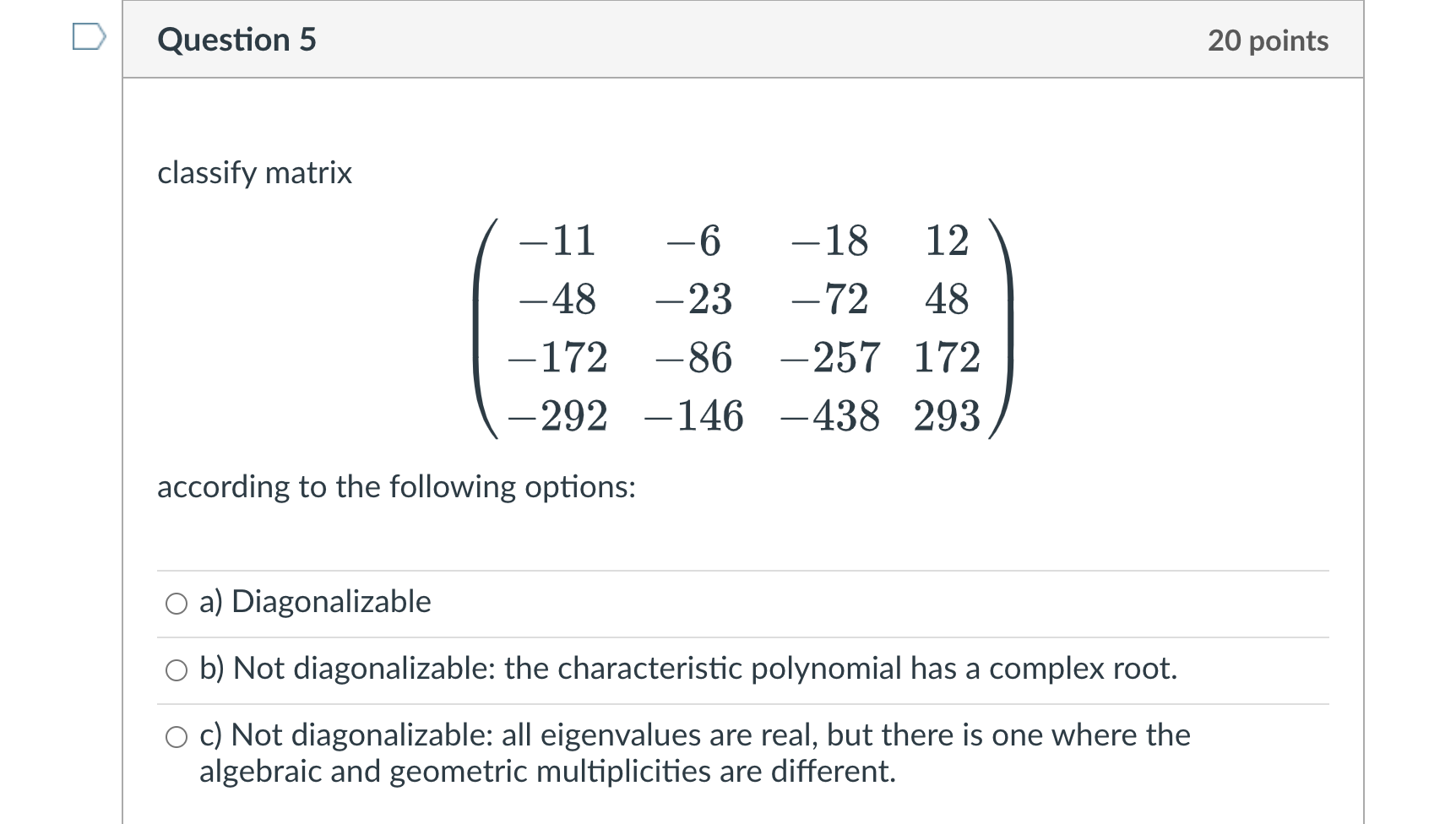 Solved classify matrix | Chegg.com