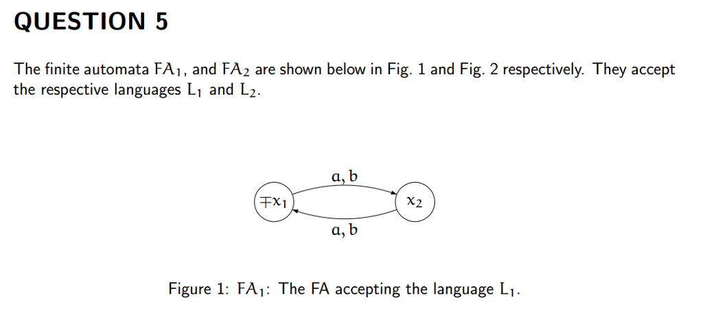 Solved QUESTION 5 The finite automata FA1, and FA2 are shown | Chegg.com