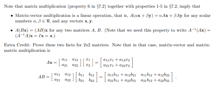 Solved Note that matrix multiplication (property 6 in 97.2) | Chegg.com