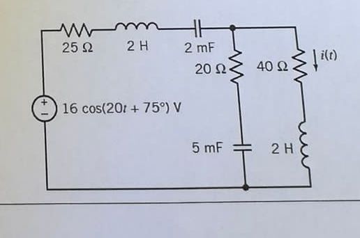 Solved Find the value of the current i(t), of the circuit of | Chegg.com