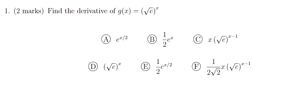 Solved (2 ﻿marks) ﻿Find the derivative of | Chegg.com