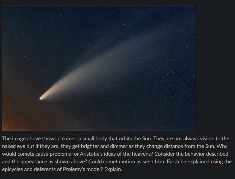 Solved The image above shows a comet, a small body that | Chegg.com
