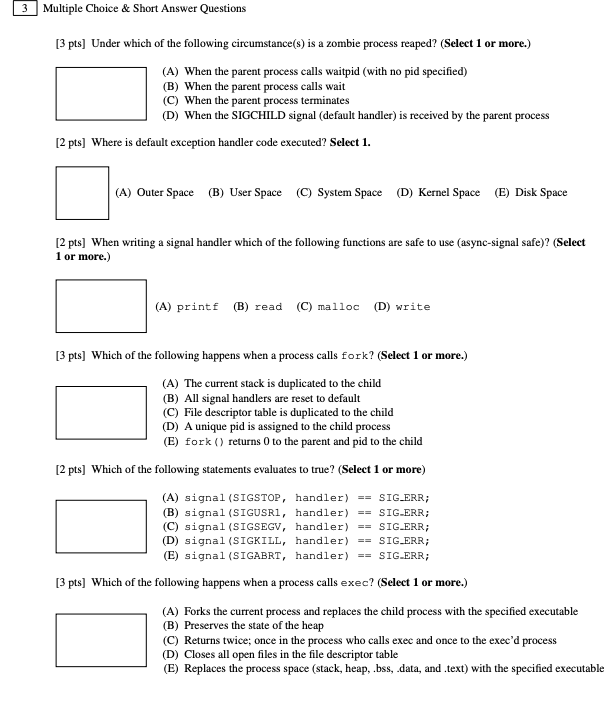 3 Multiple Choice & Short Answer Questions [3 pts] | Chegg.com