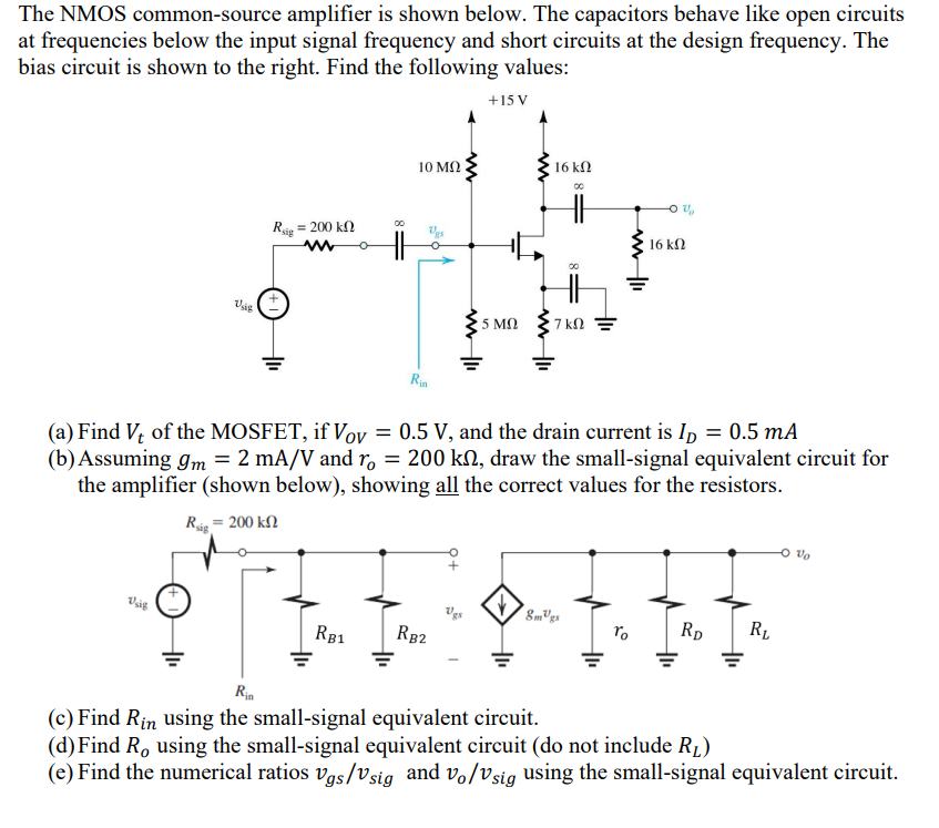 Solved The NMOS common-source amplifier is shown below. The | Chegg.com