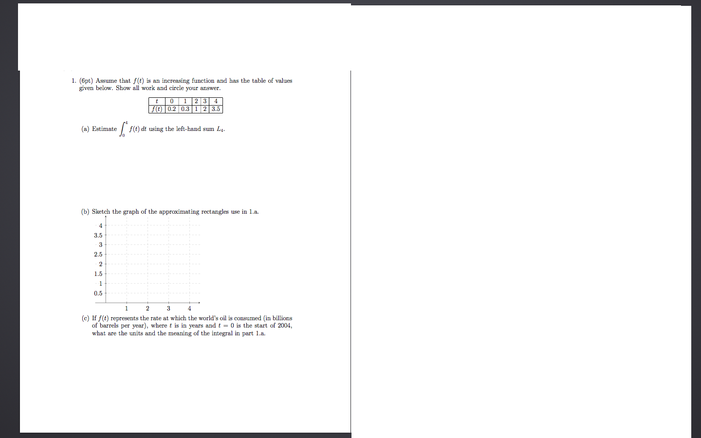 Solved 1. (6pt) Assume that f(t) is an increasing function | Chegg.com