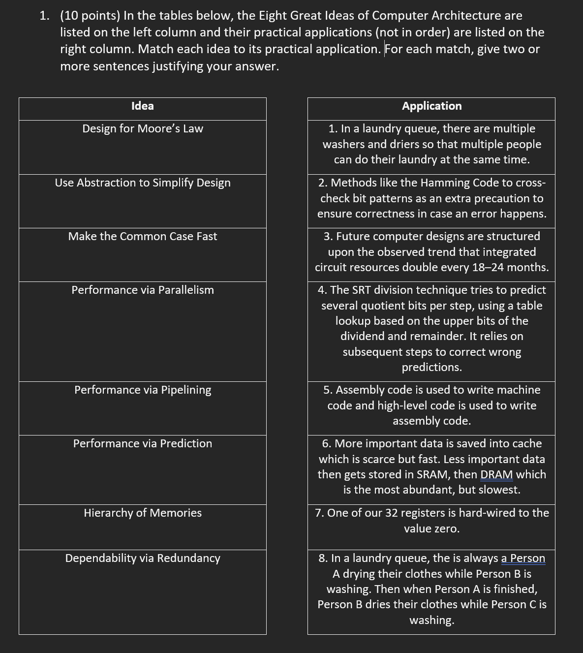 Solved 1. (10 points) In the tables below, the Eight Great | Chegg.com
