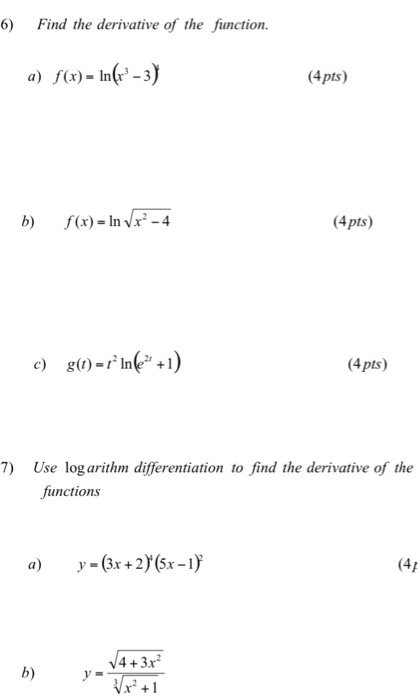 Solved Find the derivative of the function. f(x) = ln(x^3 - | Chegg.com