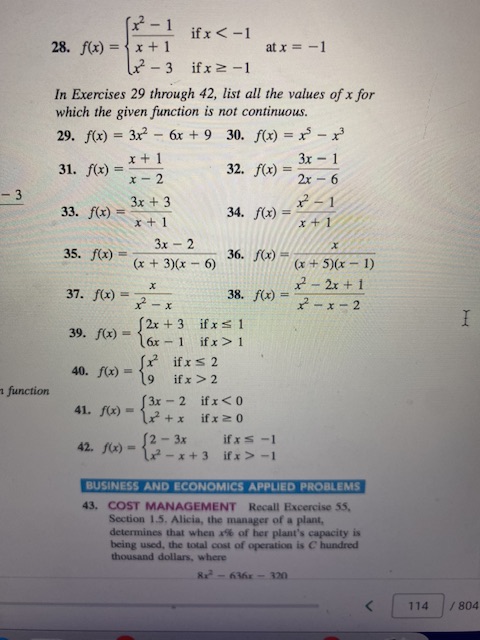 Solved 28. f(x)={x+1x2−1x2−3 if x