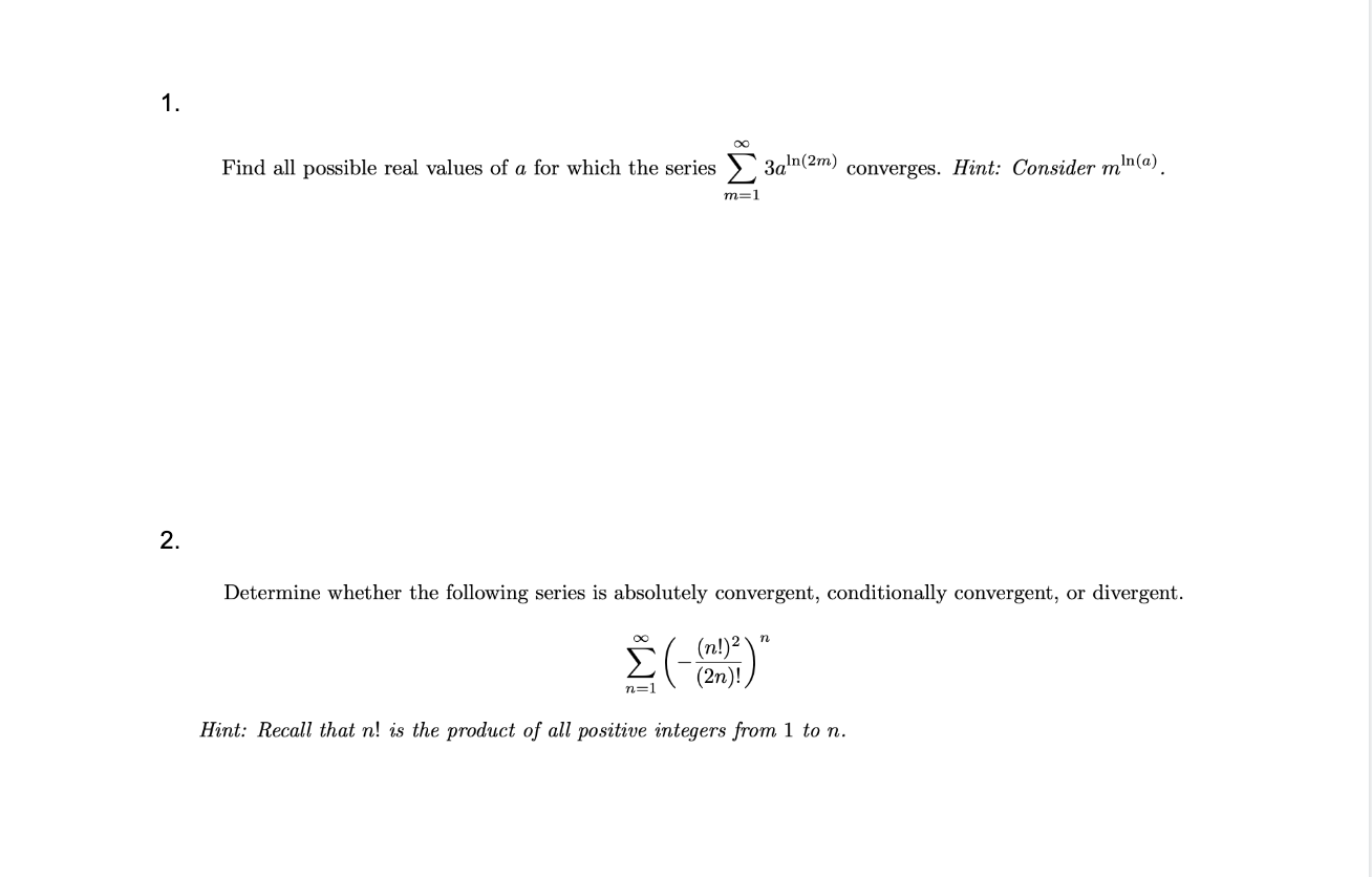 Solved Find all possible real values of a for which the | Chegg.com