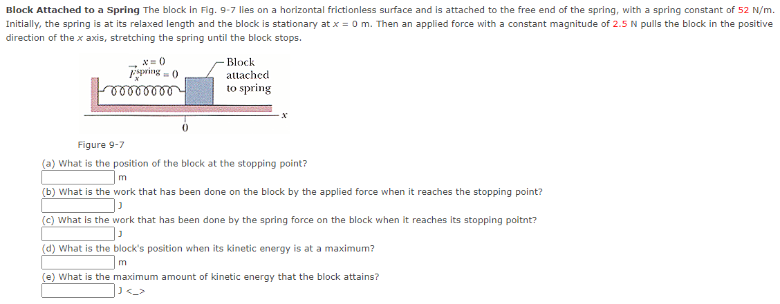 Solved Block Attached to a Spring The block in Fig. 9-7 lies | Chegg.com
