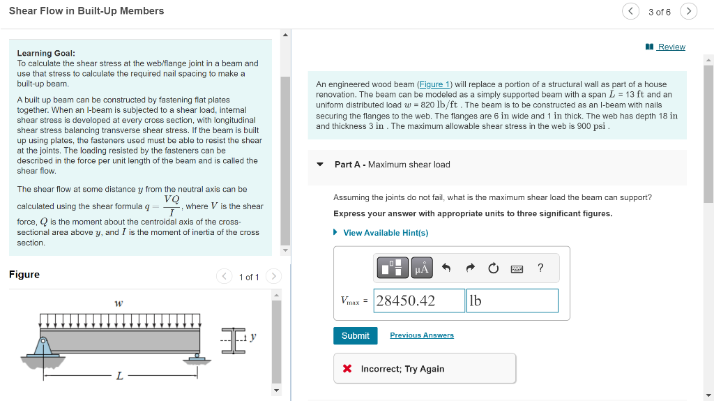 Solved Shear Flow in Built-Up Members 3 of 6 Learning Goal: | Chegg.com