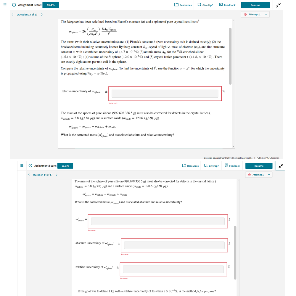 Solved Assignment Score: 91.1% Resources Give Up? Feedback | Chegg.com