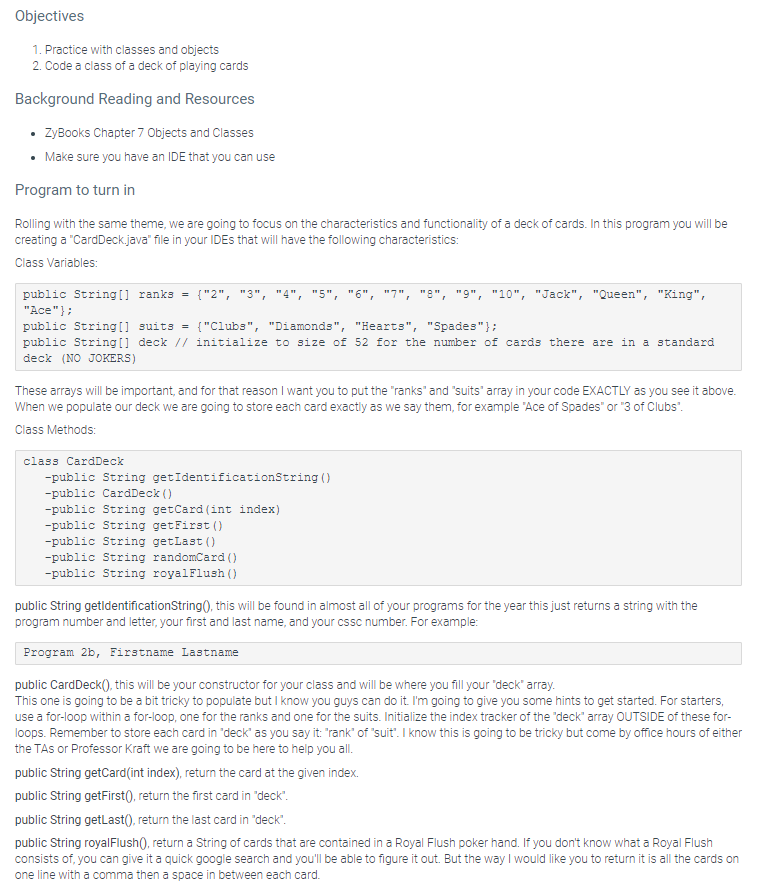 Solved pleas use this public class CardDeck { public | Chegg.com