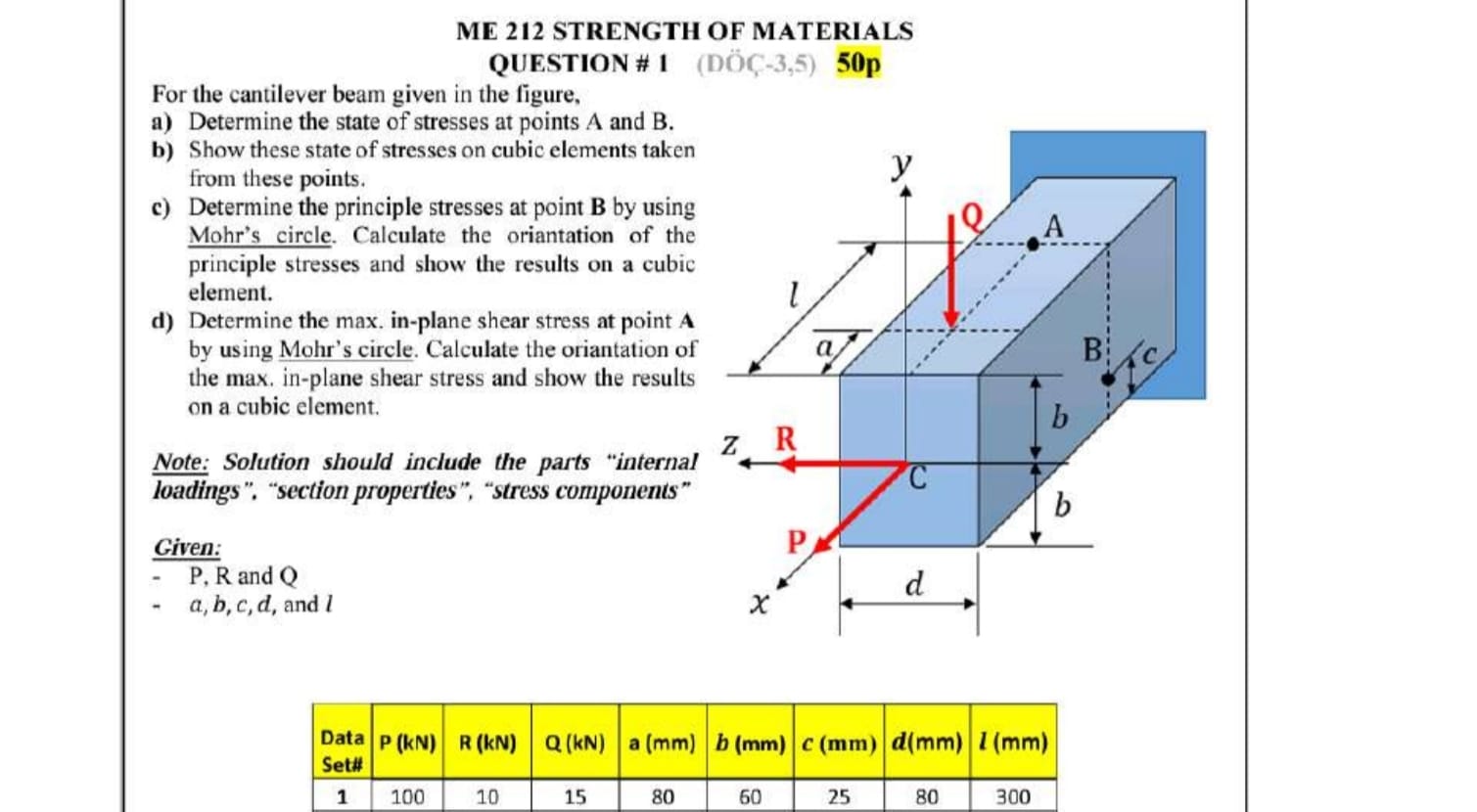 Solved ME 212 ﻿STRENGTH OF MATERIALS QUESTION \# | Chegg.com